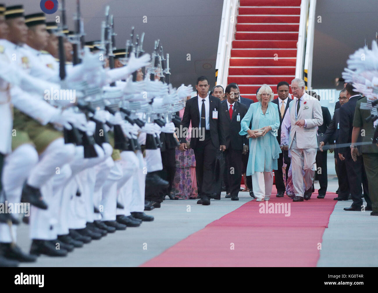 The Prince of Wales and the Duchess of Cornwall arrive at Bunga Raya ...