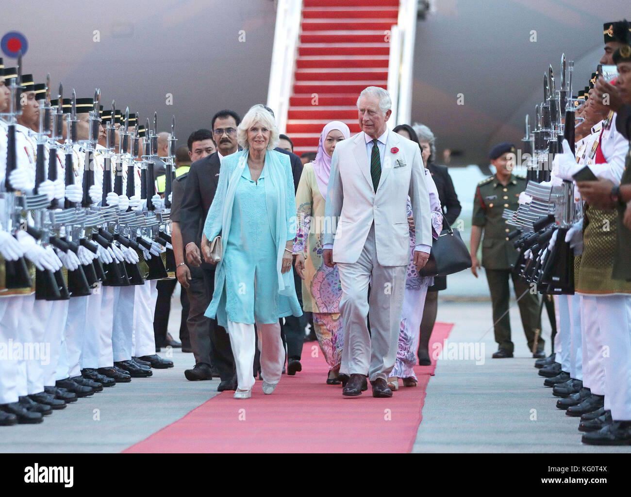 The Prince of Wales and the Duchess of Cornwall arrive at Bunga Raya ...