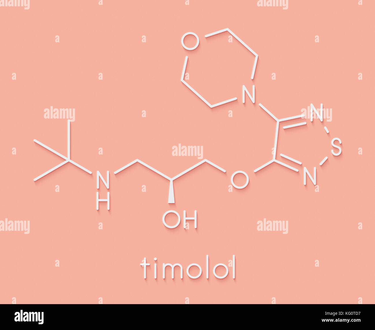 Timolol beta-adrenergic receptor antagonist drug molecule. Used in ...