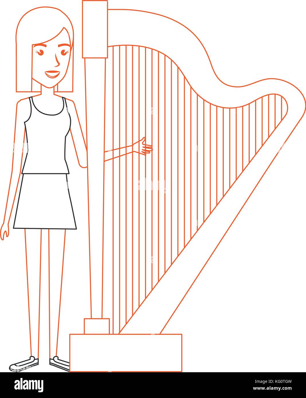 woman playing harp character Stock Vector Image & Art - Alamy