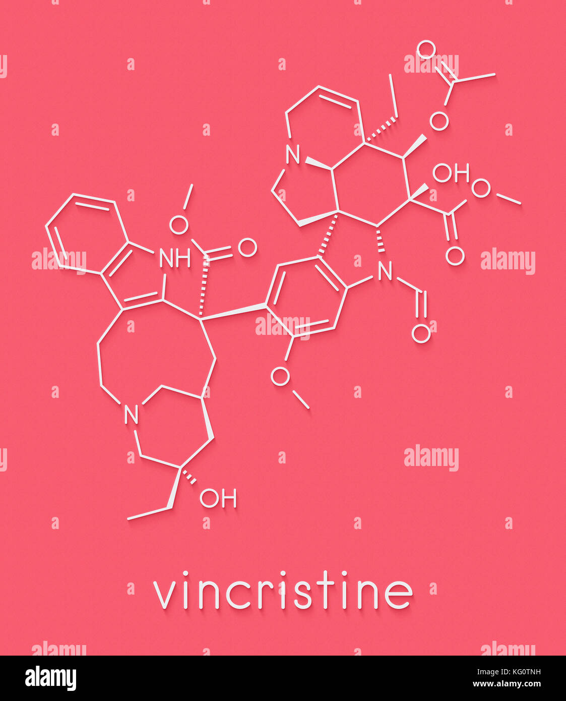 Vincrinstine cancer drug molecule (vinca alkaloid class). Skeletal ...