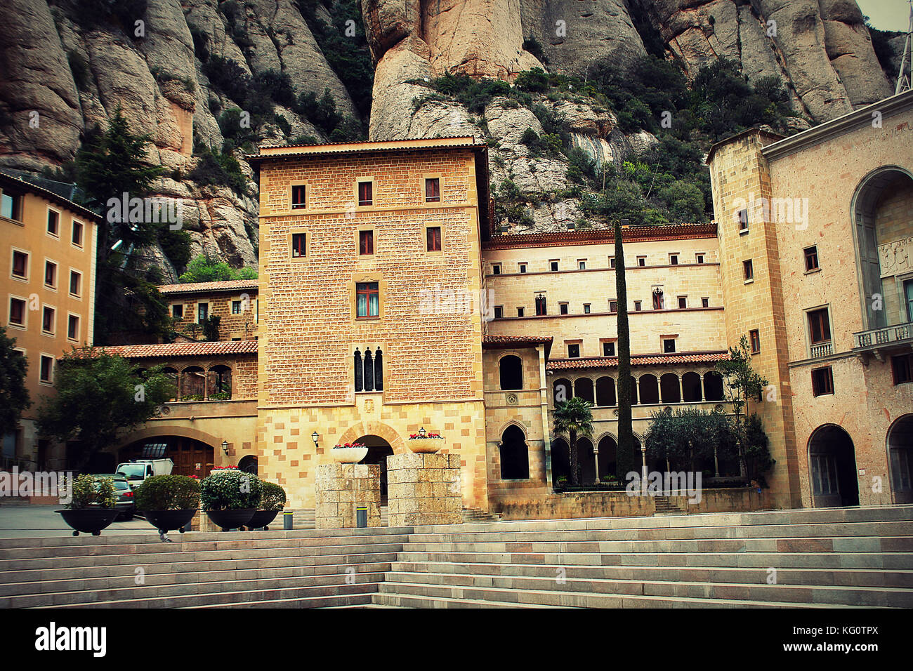 Santa Maria de Montserrat Abbey in Monistrol de Montserrat, Catalonia ...