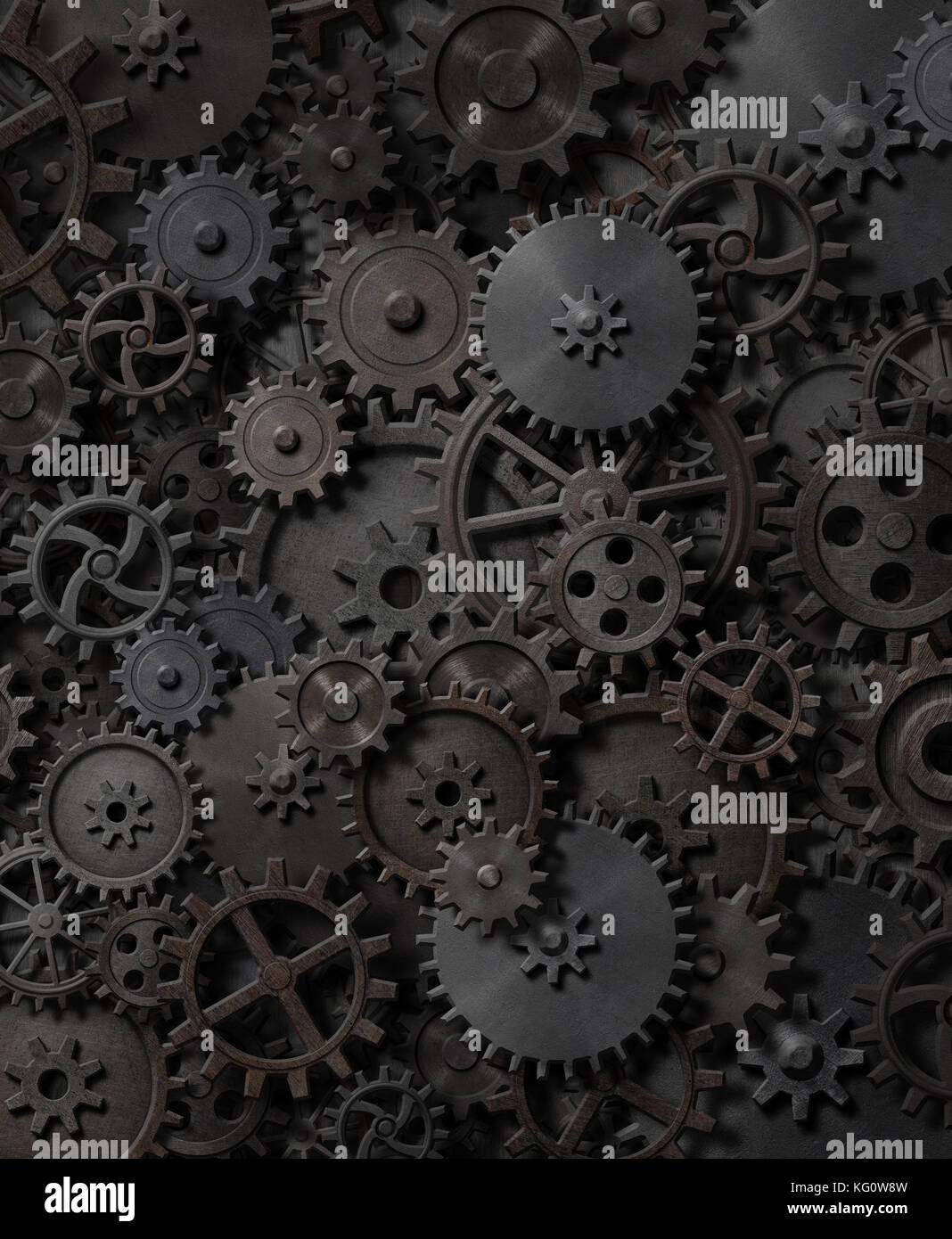 gears and cogs steam punk background 3d illustration Stock Photo - Alamy