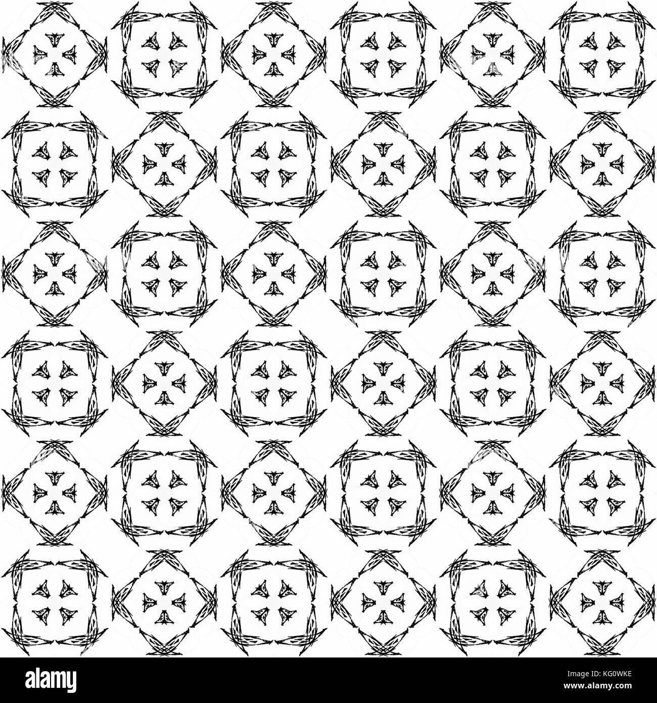 Seamless abstract black texture fractal patterns on white background ...