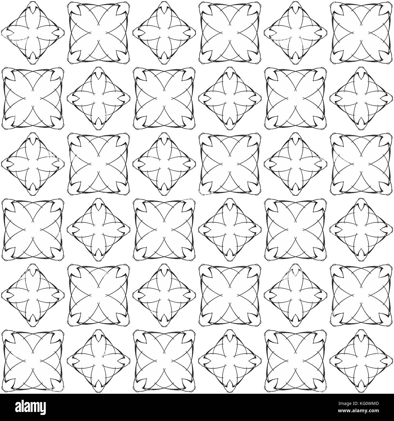 Seamless abstract black texture fractal patterns on white background ...