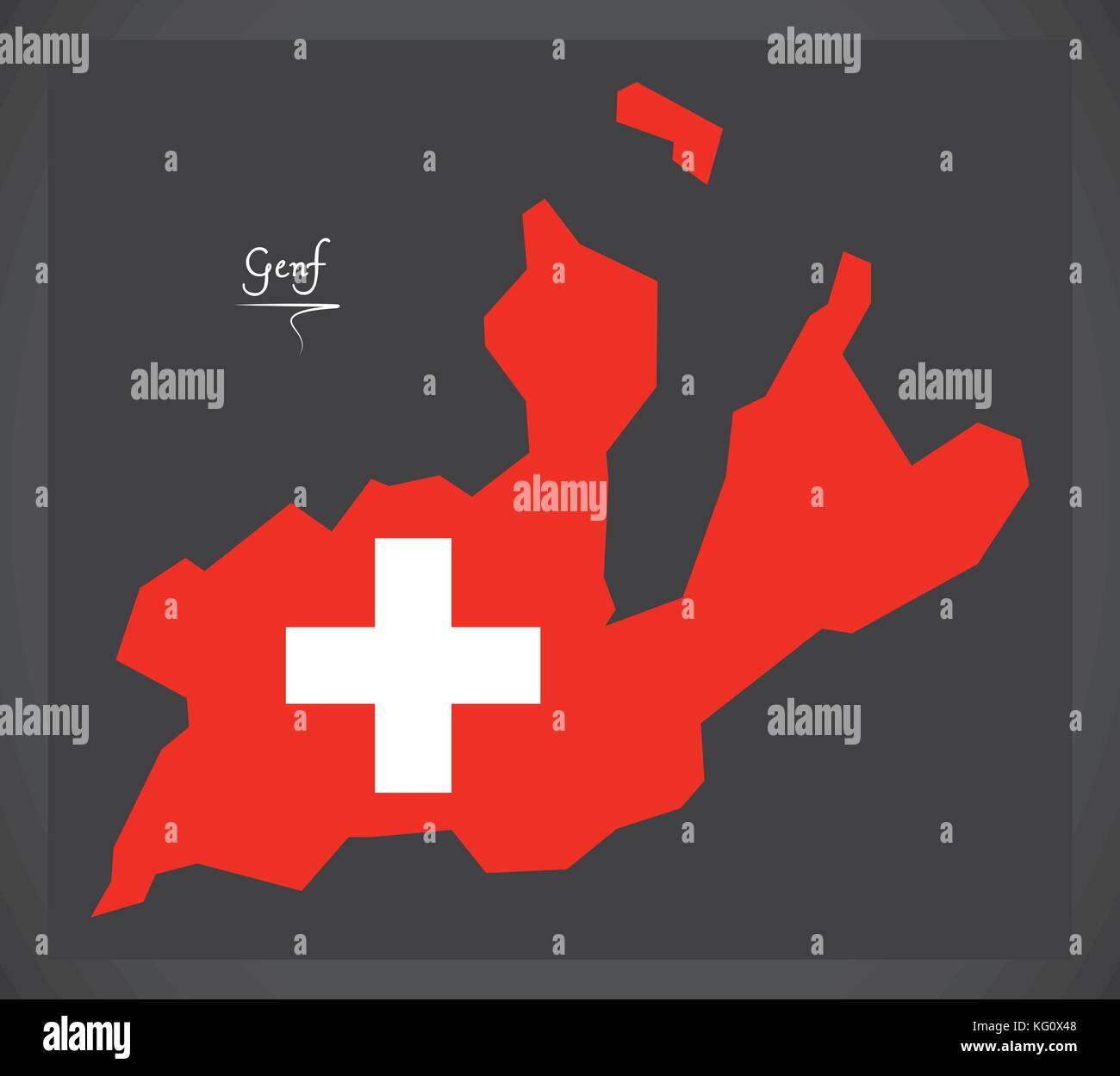 Genf map of Switzerland with Swiss national flag illustration Stock ...