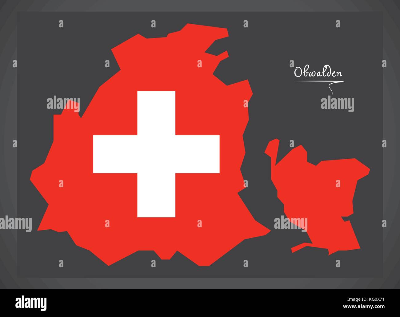 Obwalden map of Switzerland with Swiss national flag illustration Stock ...