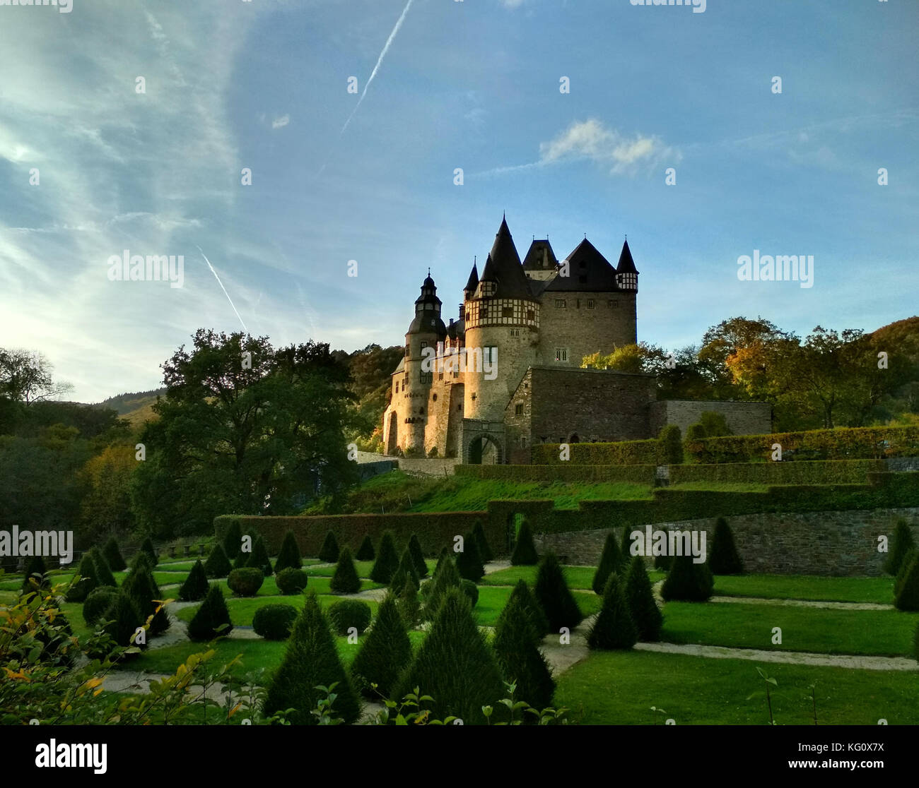 Romantic medieval castles of Germany - Burresheim in Rhein valley Stock ...