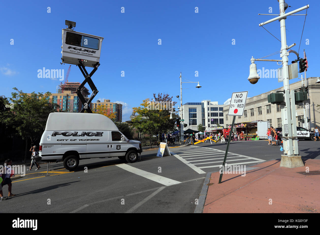 Police security van at street festival downtown Yonkers New York Stock ...