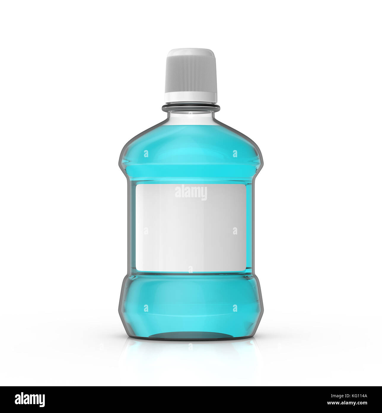 Blue mouth rinse, blank hygiene product mockup with white label for ...