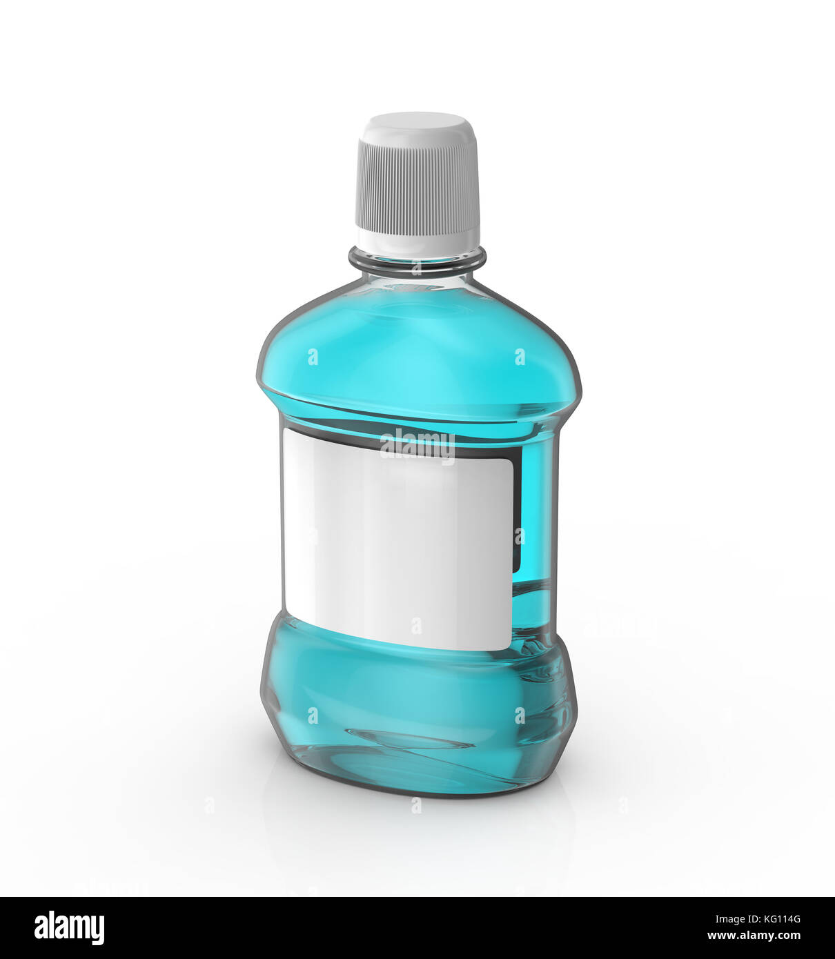 Blue mouth rinse, blank hygiene product mockup with white label for ...