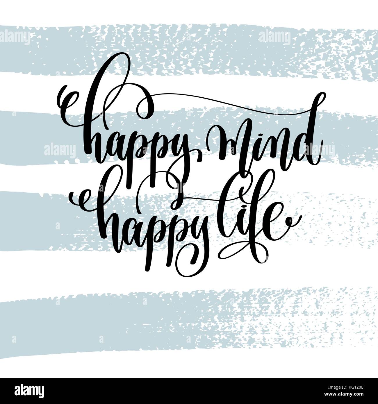happy mind happy life hand lettering inscription Stock Vector Image ...