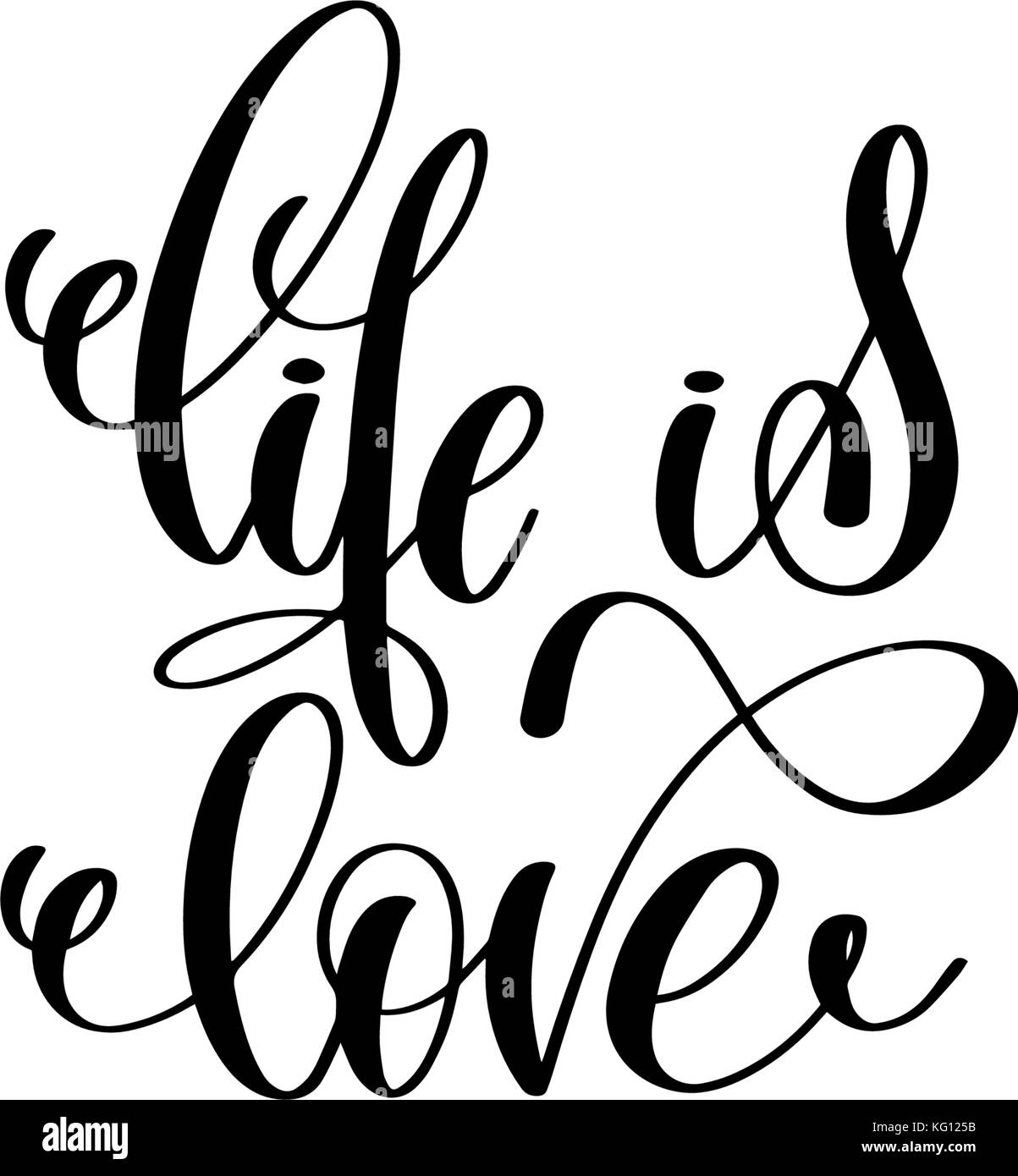 Life handwritten lettering brush Black and White Stock Photos & Images ...