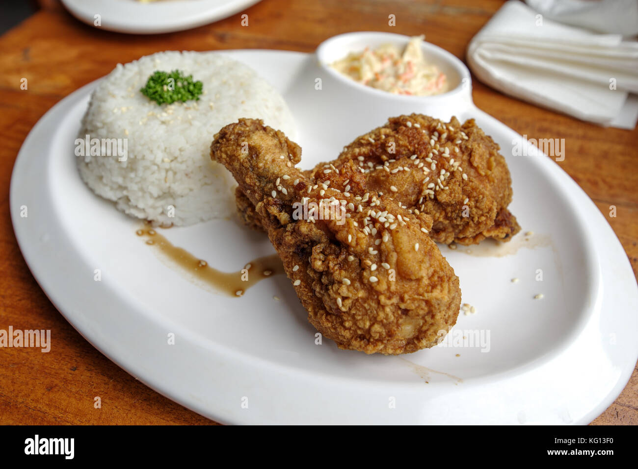 Filipino favorite food Fried chicken with rice, Philippines Stock Photo ...