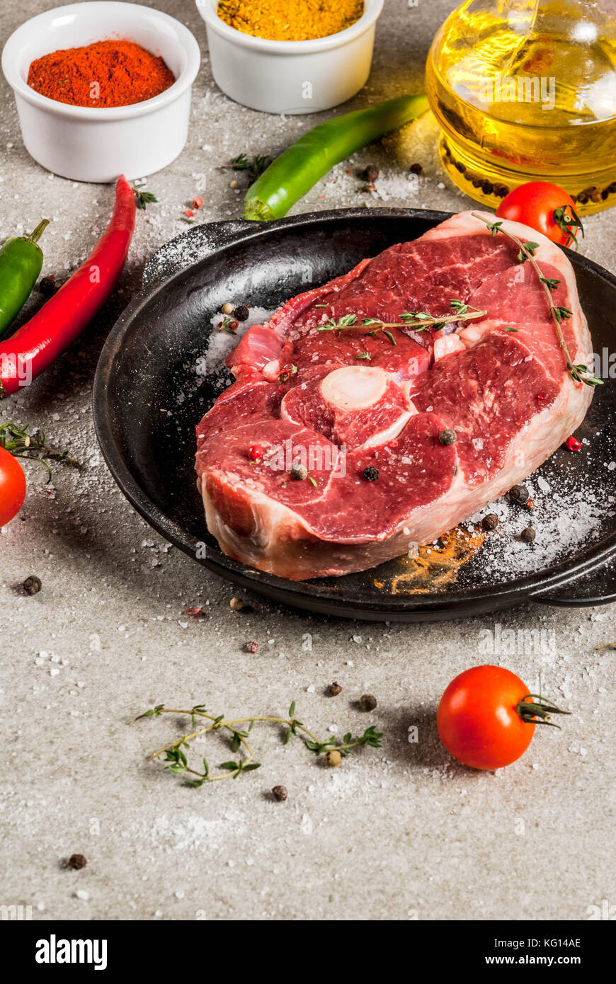 Fresh raw meat. A piece of lamb's tenderloin, with a bone, with a ...