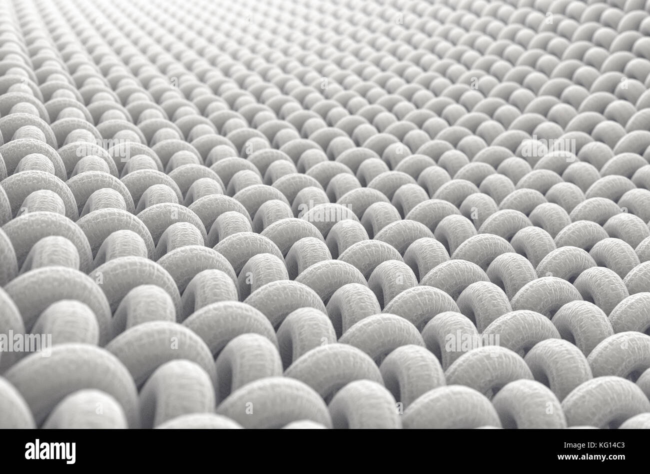 A microscopic close up view of a simple woven textile on a white ...