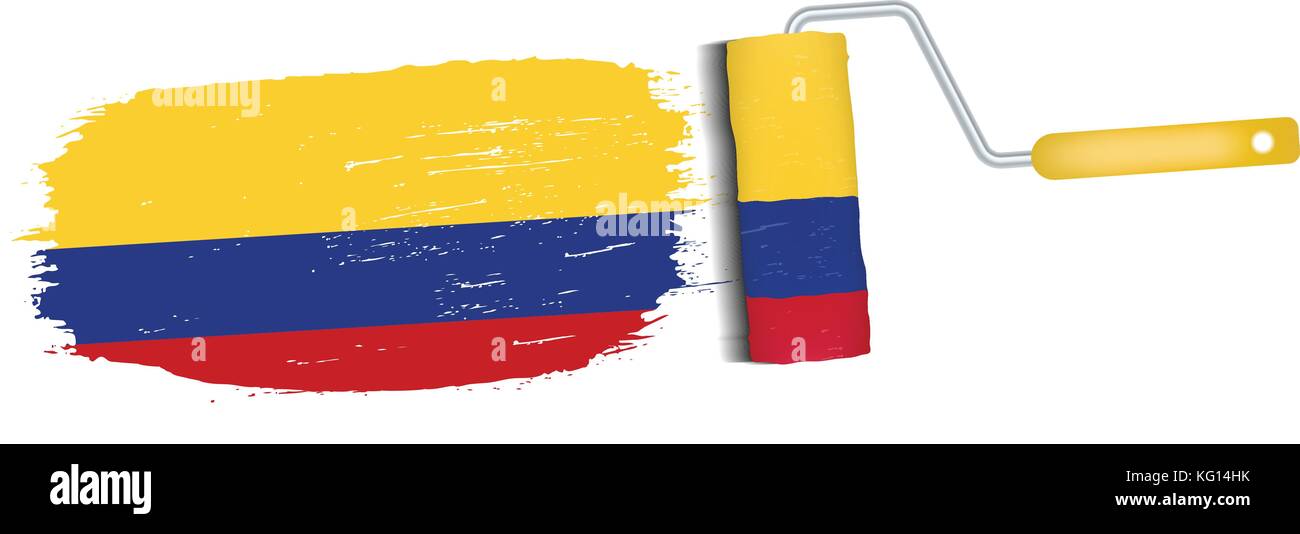 Brush Stroke With Colombia National Flag Isolated On A White Background ...