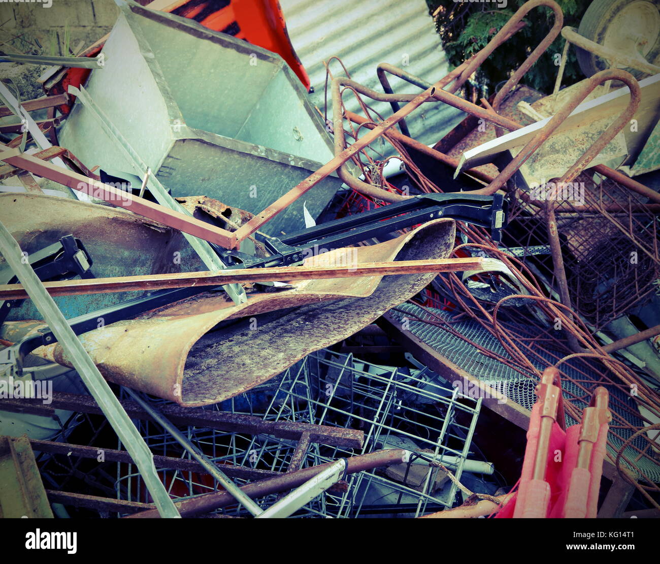 dump of iron material in the recyclable waste collection center with ...