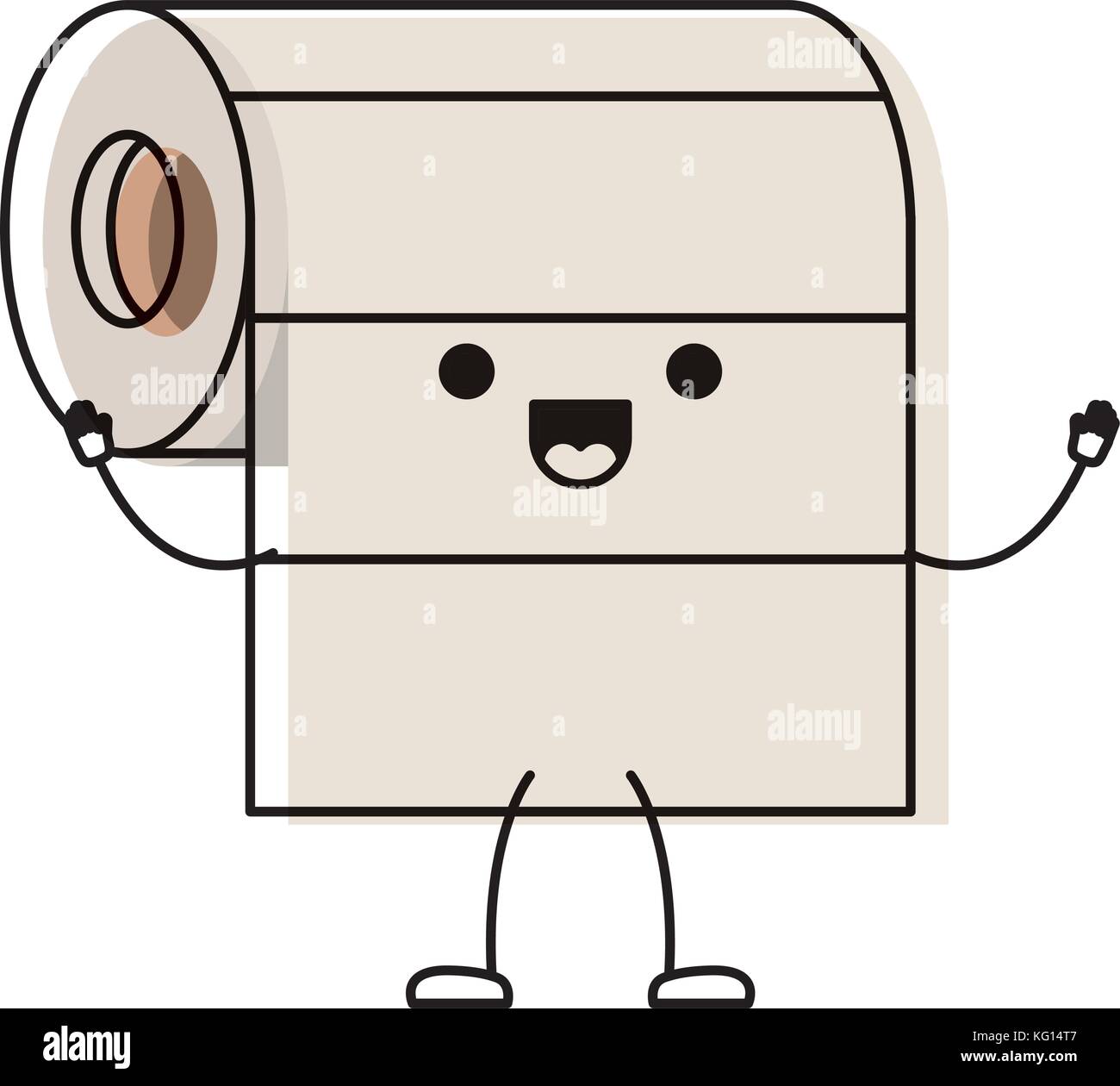 kawaii cartoon roll paper towel in colorful watercolor silhouette Stock ...