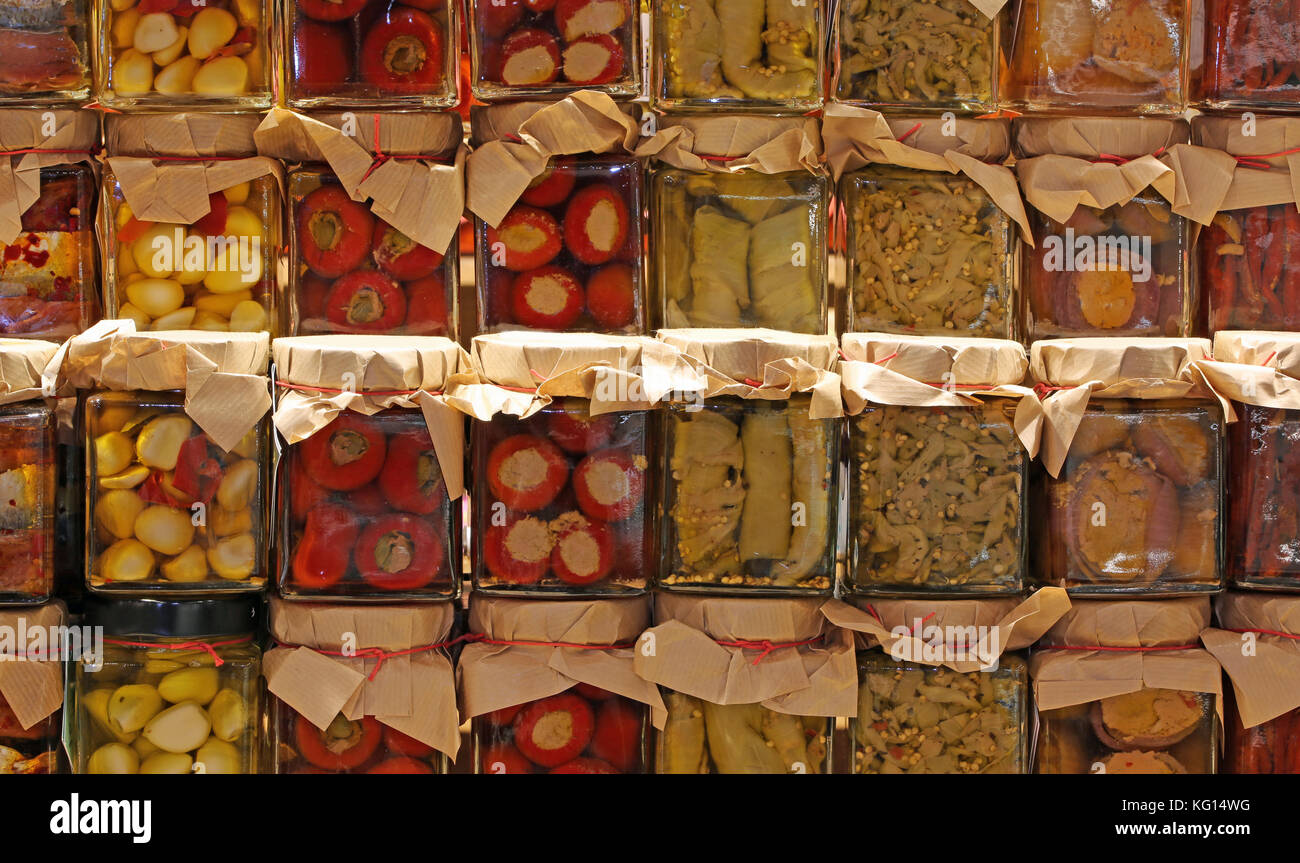 jars of italian products with zucchini stuffed peppers and garlic and ...
