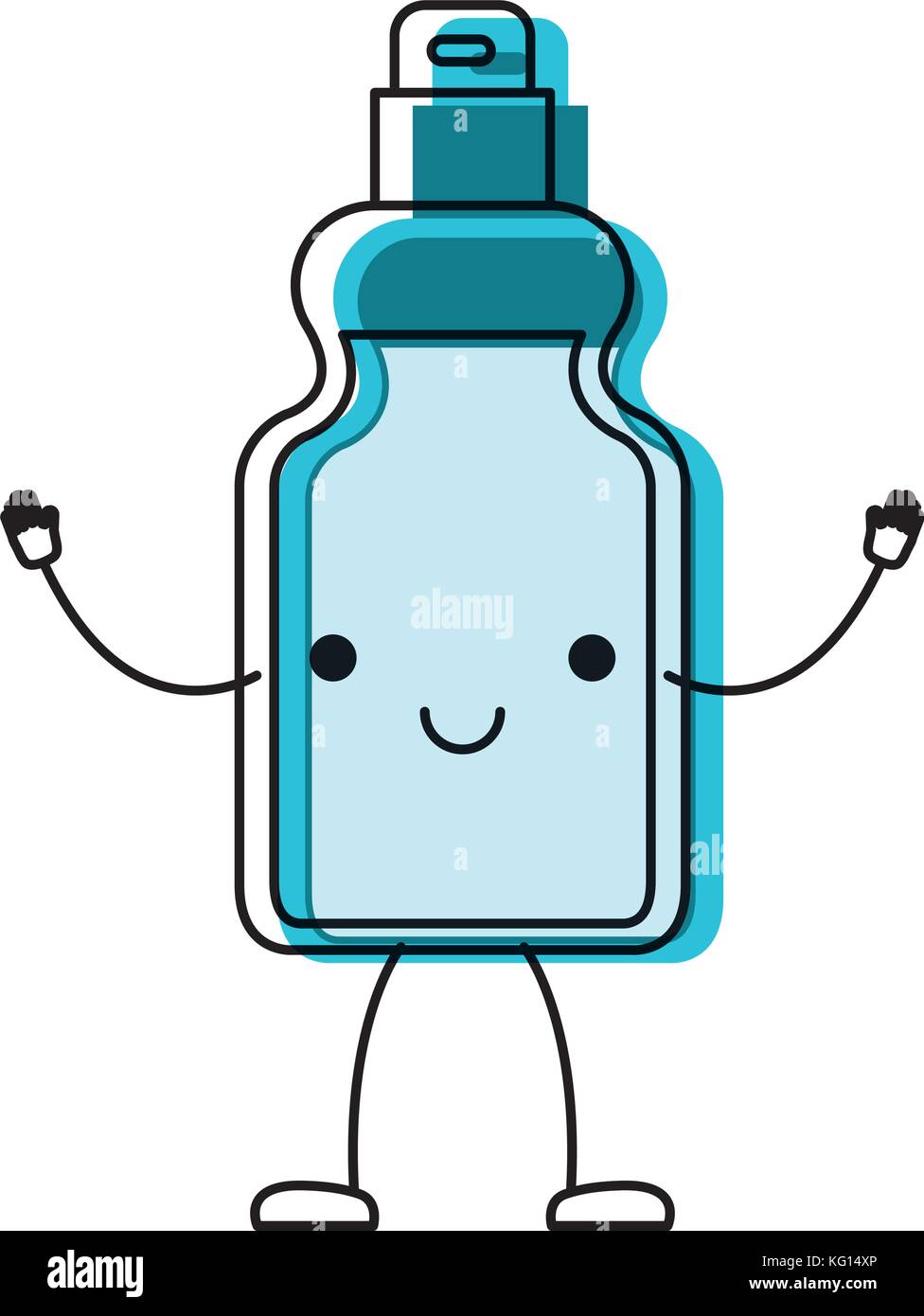 kawaii cartoon detergent bottle in colorful watercolor silhouette Stock ...