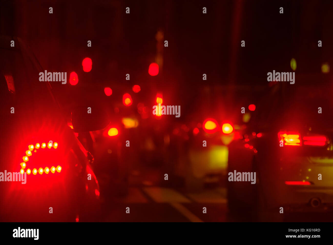 Traffic jam at big city back view Stock Photo - Alamy