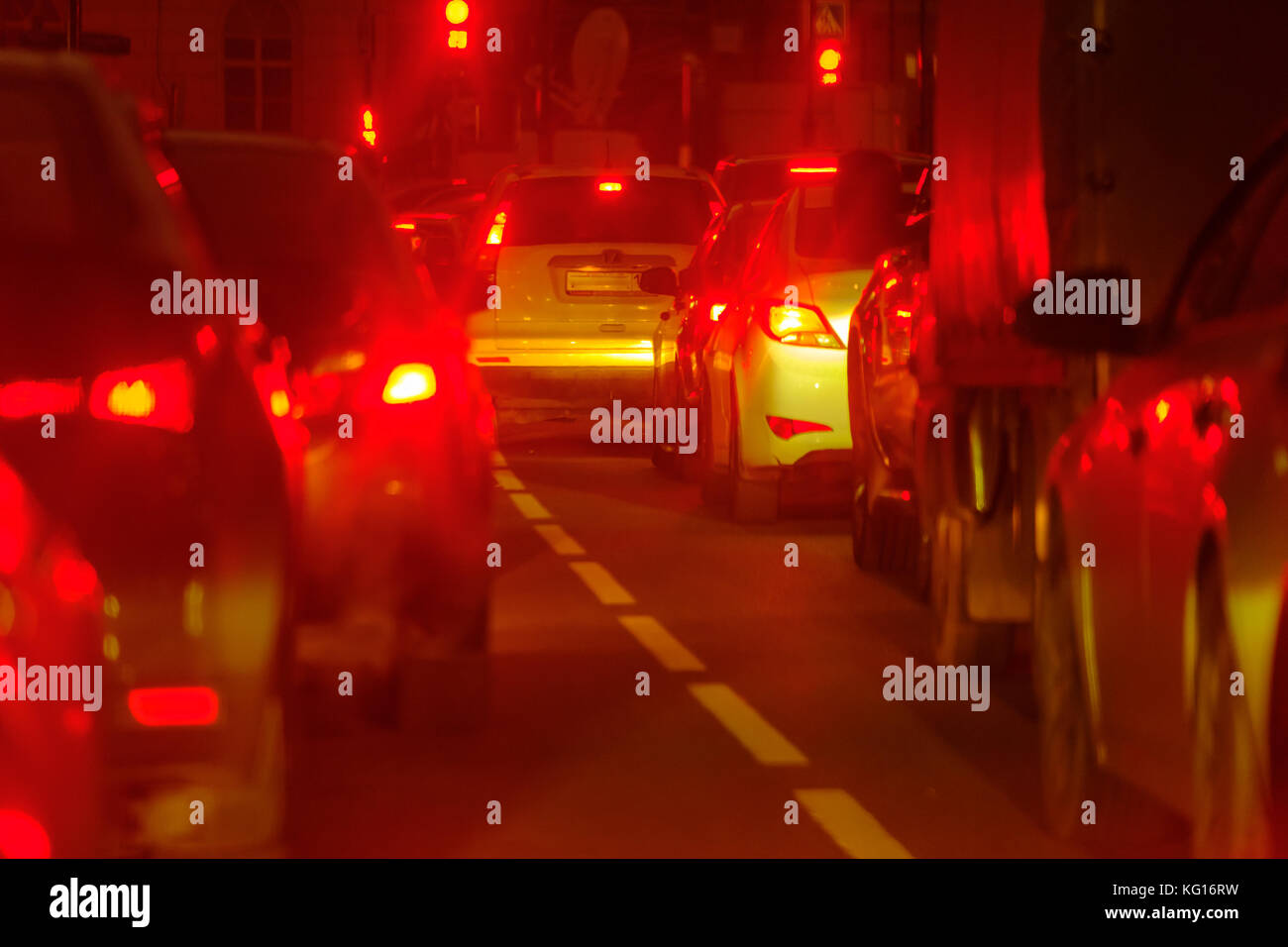 Traffic jam at big city back view Stock Photo - Alamy