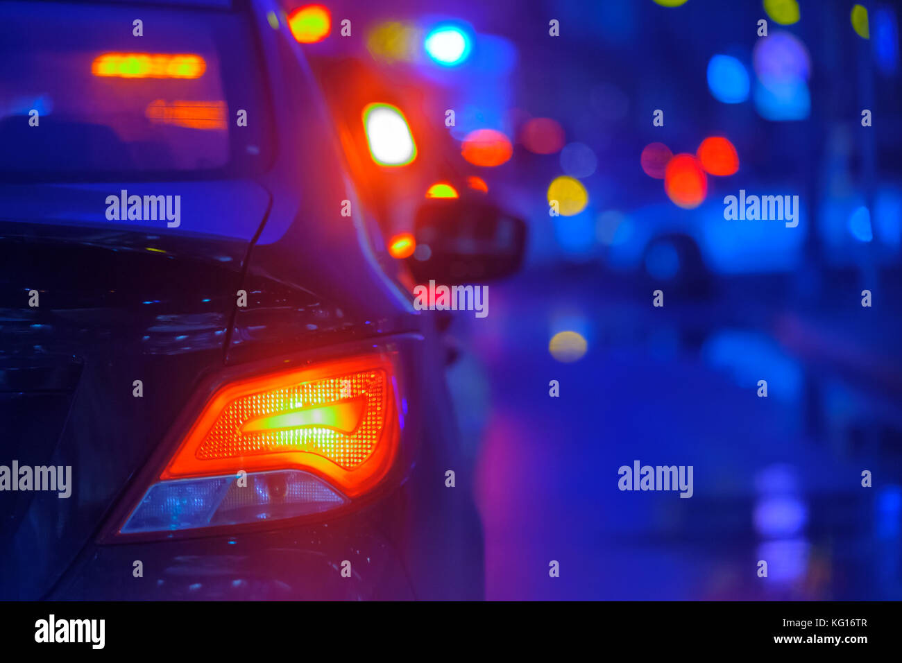 Traffic jam at big city back view Stock Photo - Alamy