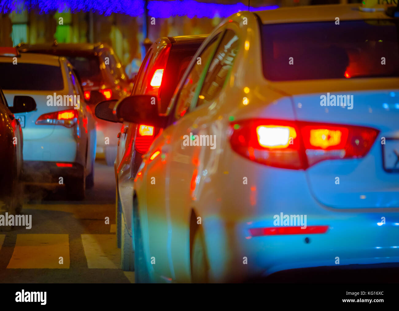 Traffic jam at big city back view Stock Photo - Alamy