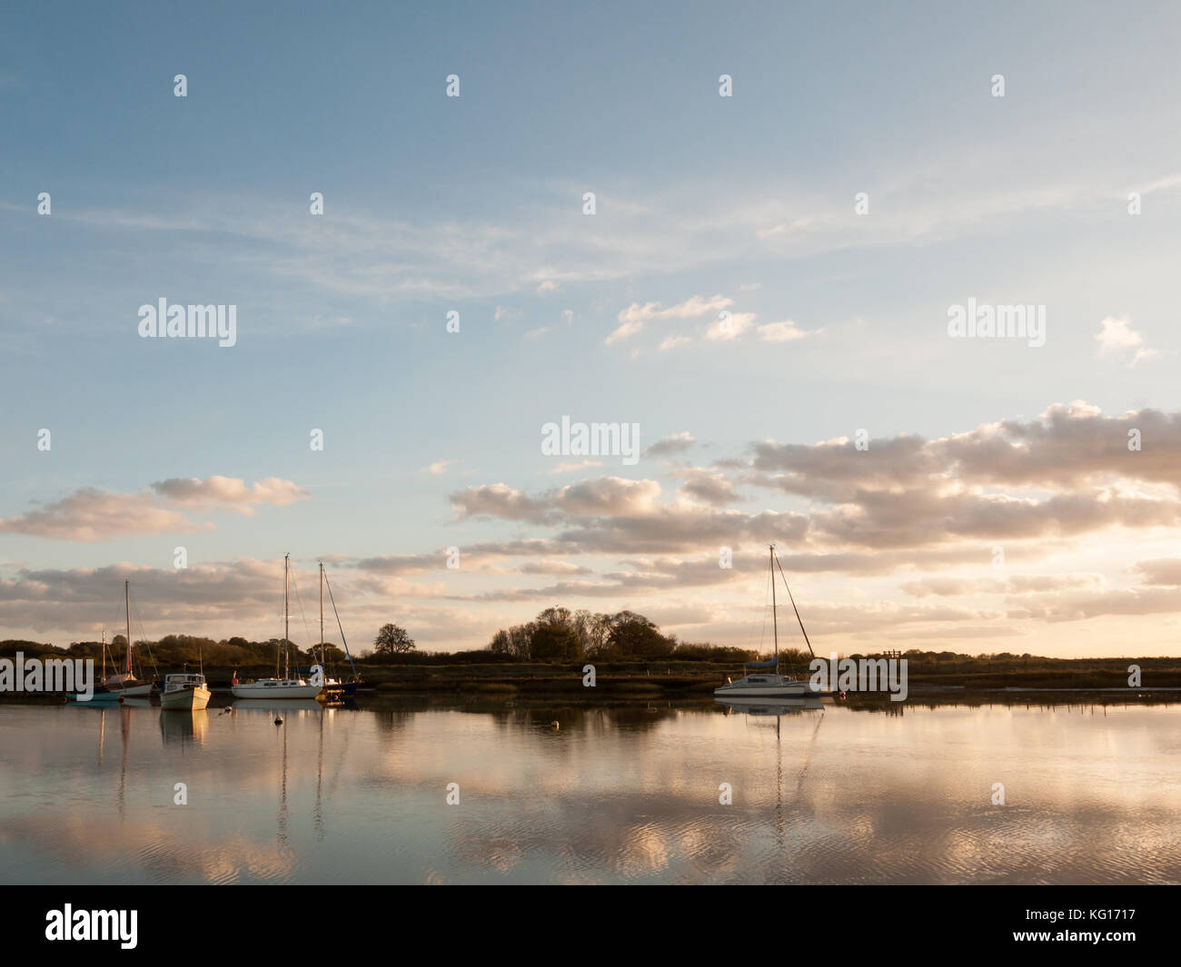 boats parked on river harbour water landscape; essex; england; uk Stock ...