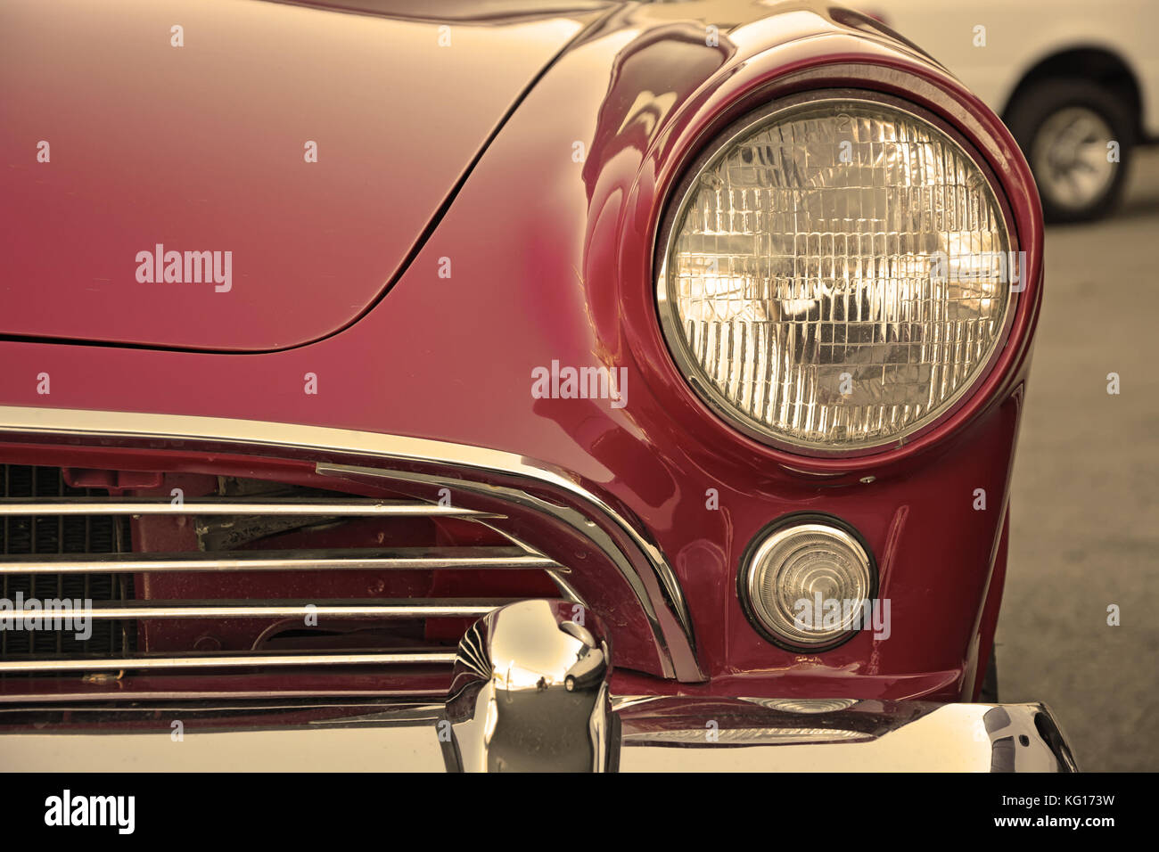 Retro postcard of the vintage car Stock Photo - Alamy