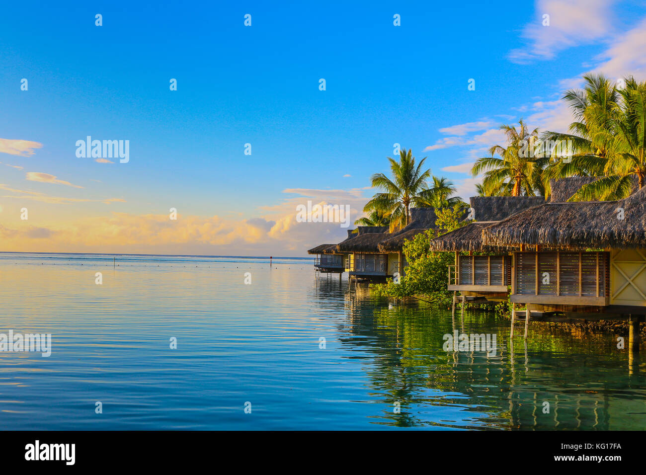 Overwater Bungalows in Moorea Stock Photo - Alamy