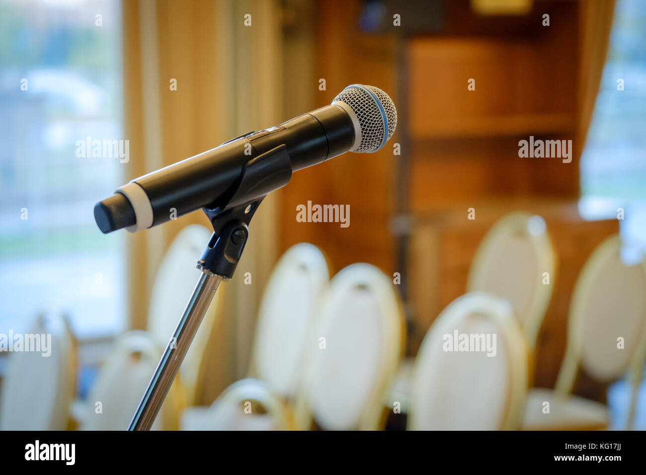 Microphone close up at the conference Stock Photo - Alamy