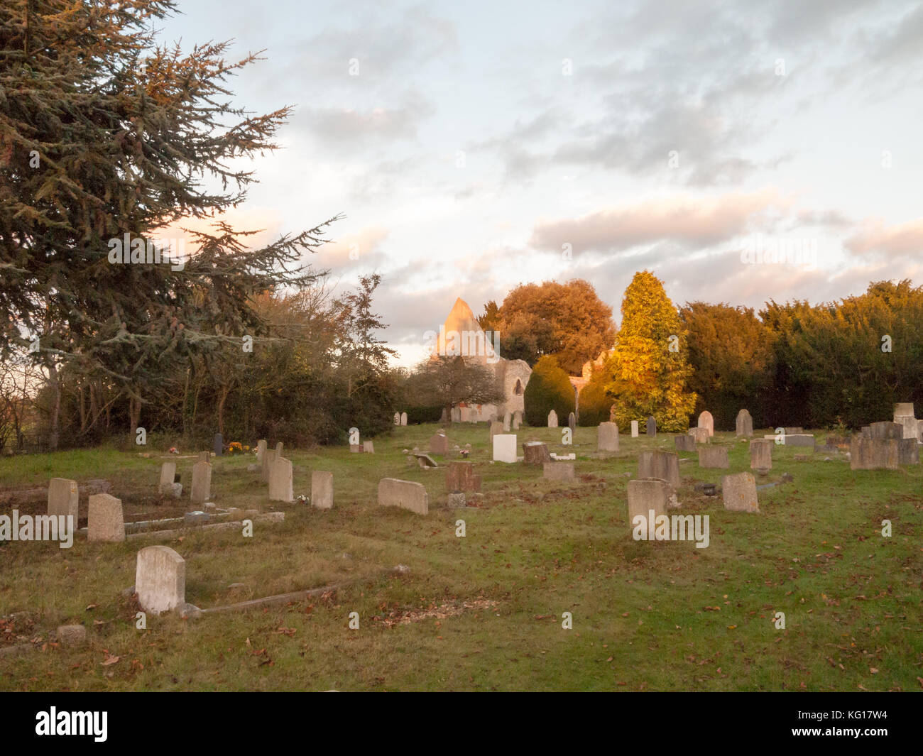 old ruined abandoned church outside alresford sunset bricks stones ...