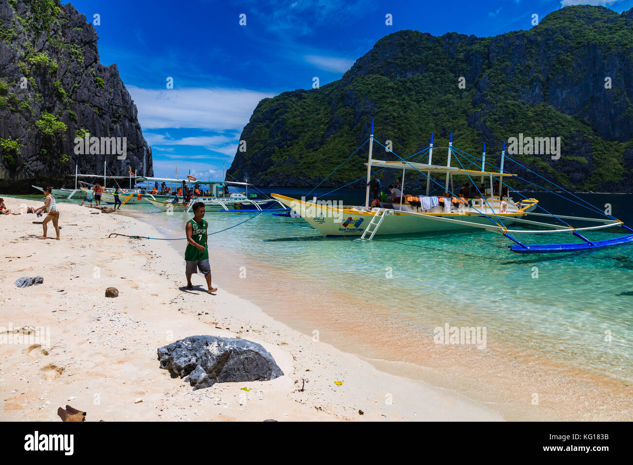 Asia Philippines Palawan El Nido Talisay Beach, on Tapiutan Island, one ...
