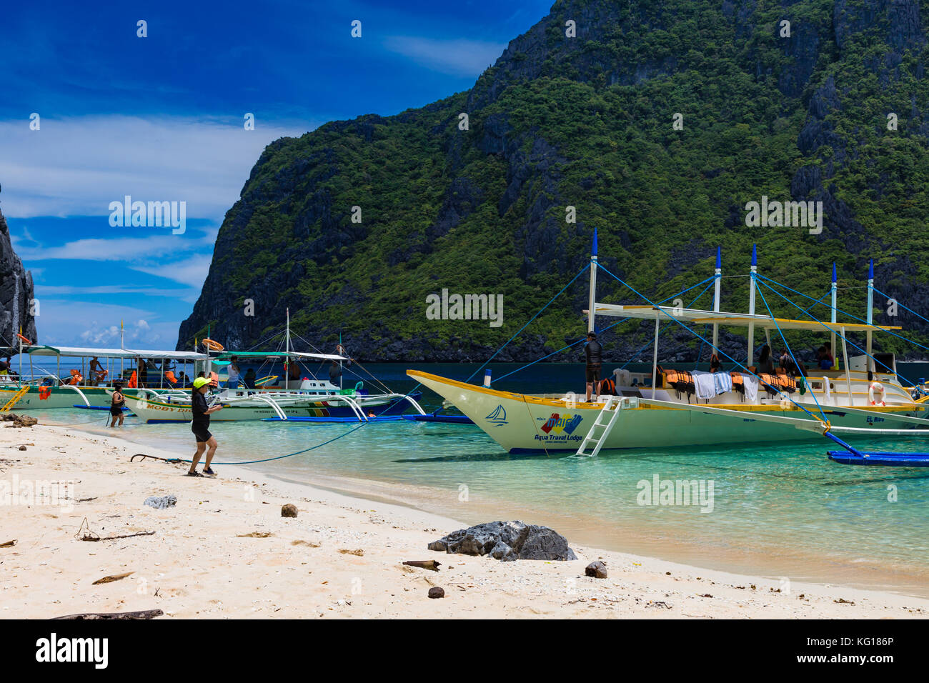 Asia Philippines Palawan El Nido Talisay Beach, on Tapiutan Island, one ...