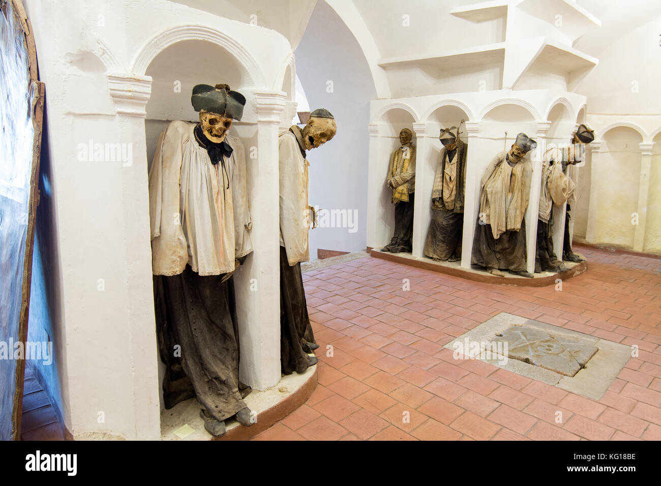 GANGI, ITALY - July 03, 2016: The crypt of the mother church, where all ...