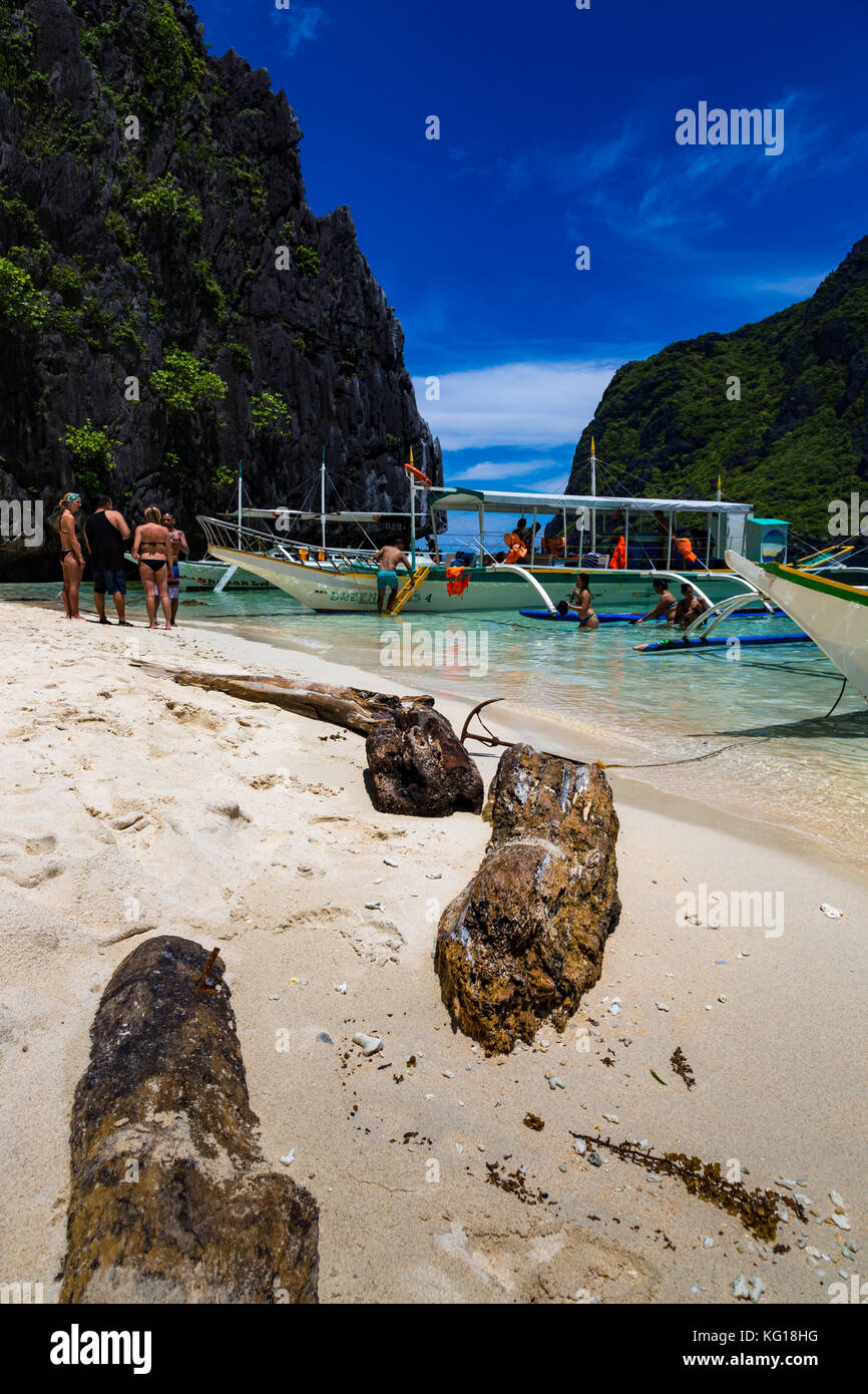 Asia Philippines Palawan El Nido Talisay Beach, on Tapiutan Island, one ...