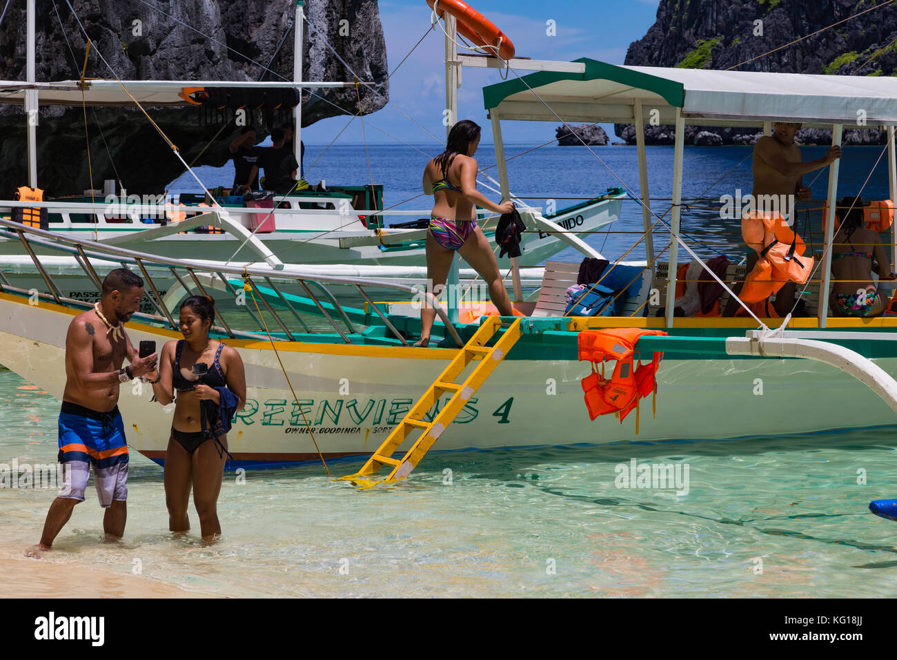 Asia Philippines Palawan El Nido Talisay Beach, on Tapiutan Island, one ...