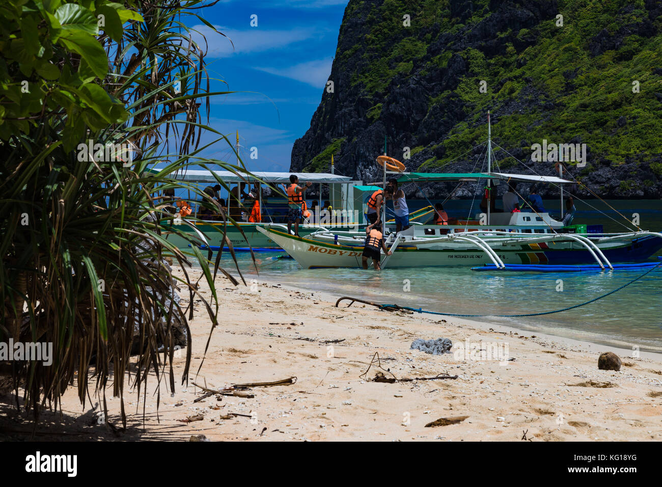 Asia Philippines Palawan El Nido Talisay Beach, on Tapiutan Island, one ...