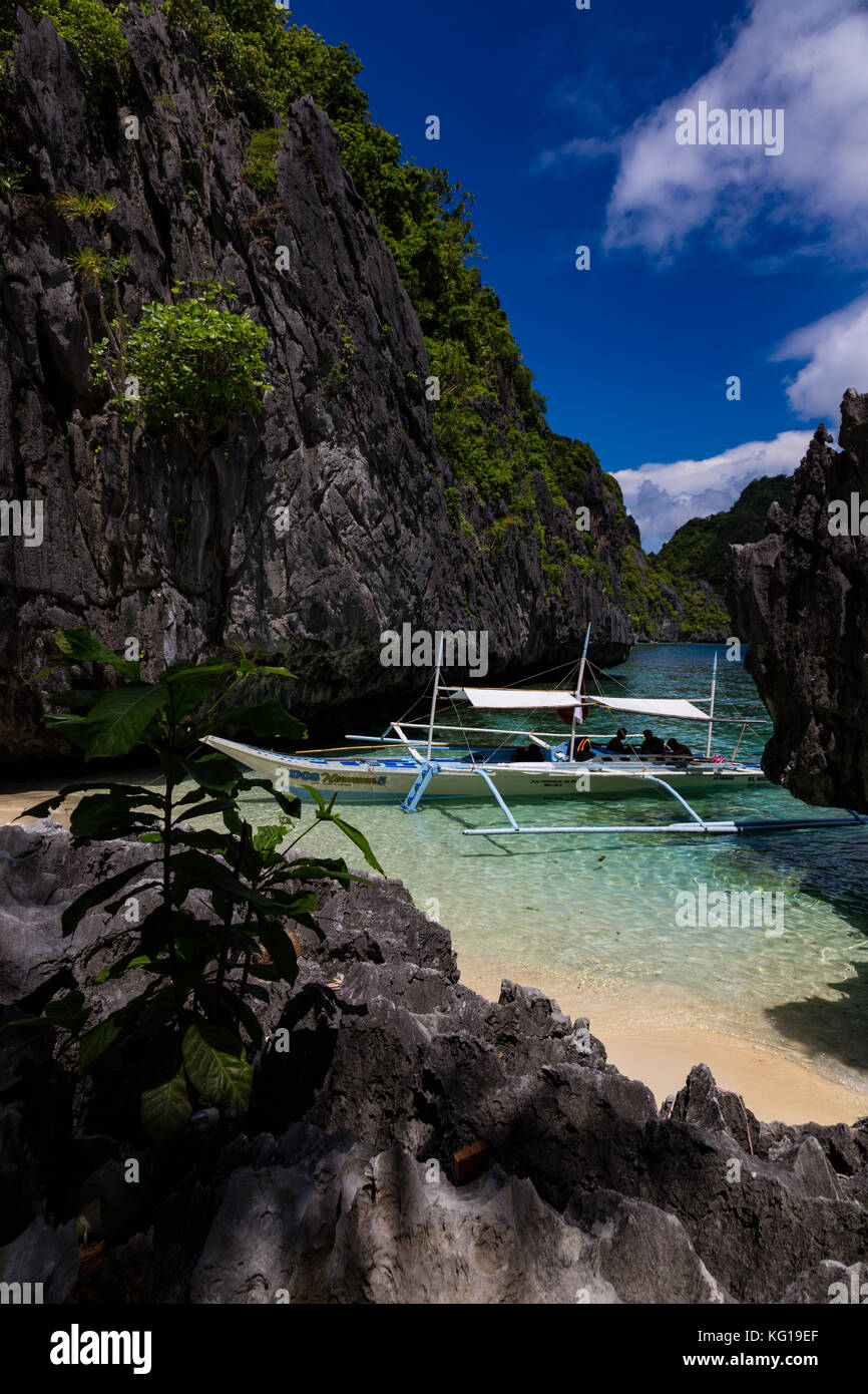 Asia Philippines Palawan El Nido Small beach at the Matinloc Shrine, on ...