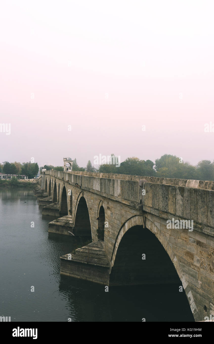 Old bridge on Meric or Evros river in Edirne, Turkey Stock Photo - Alamy