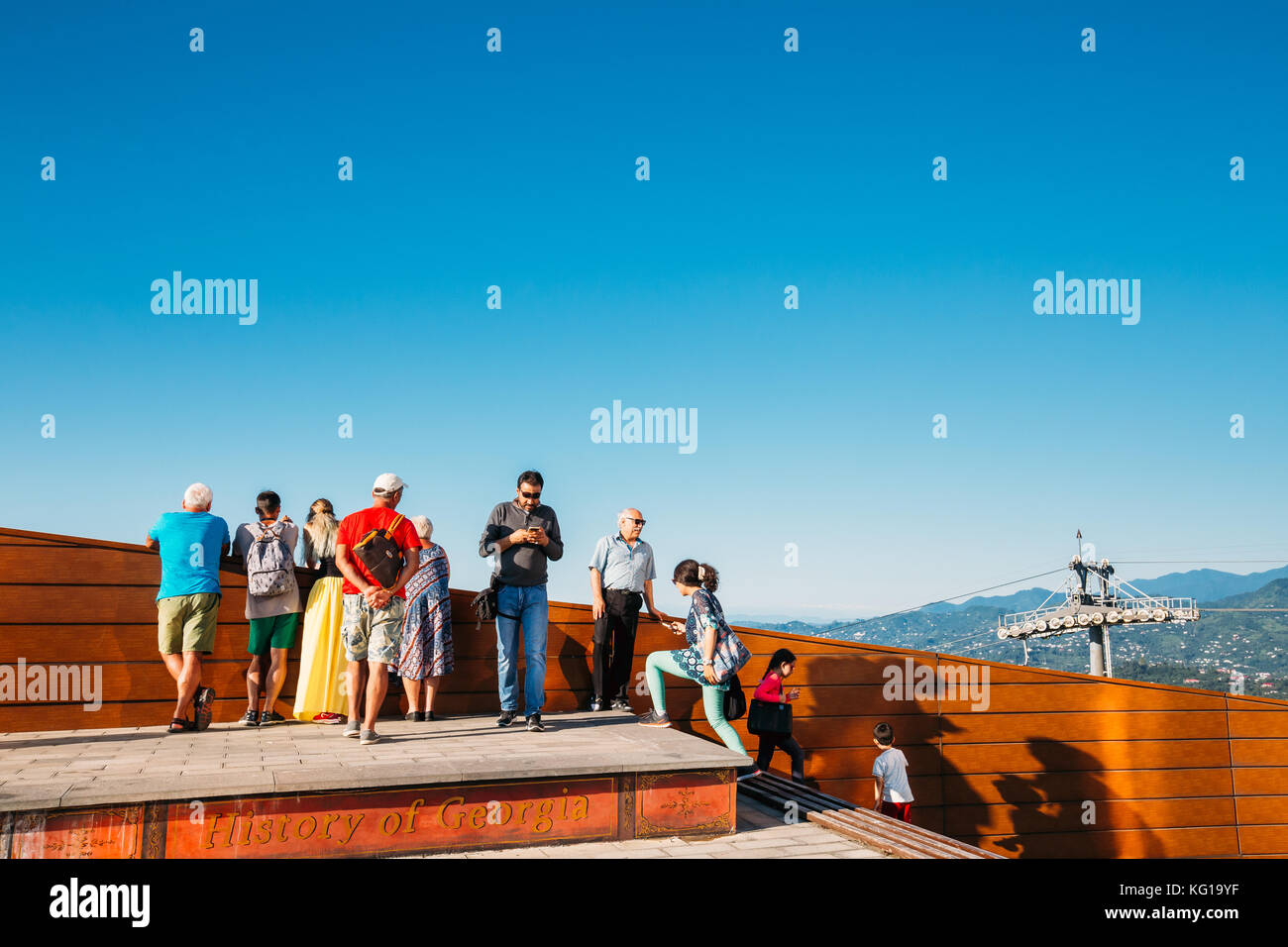 Batumi, Adjara, Georgia. People Walking On Viewing Platform. Argo Cable ...