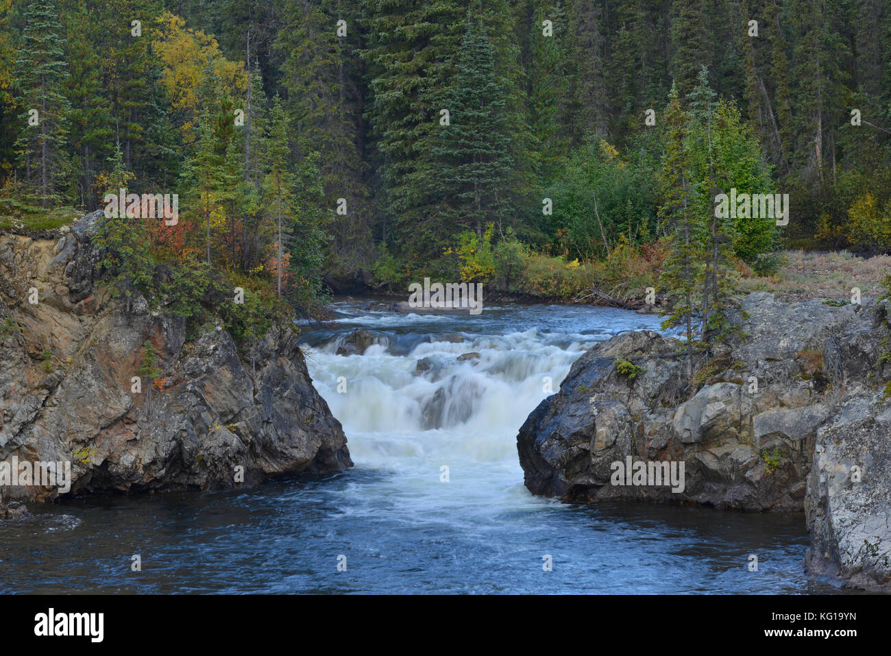 Rancheria Falls, Rancheria River, waterfall, river, Yukon, Canada Stock ...