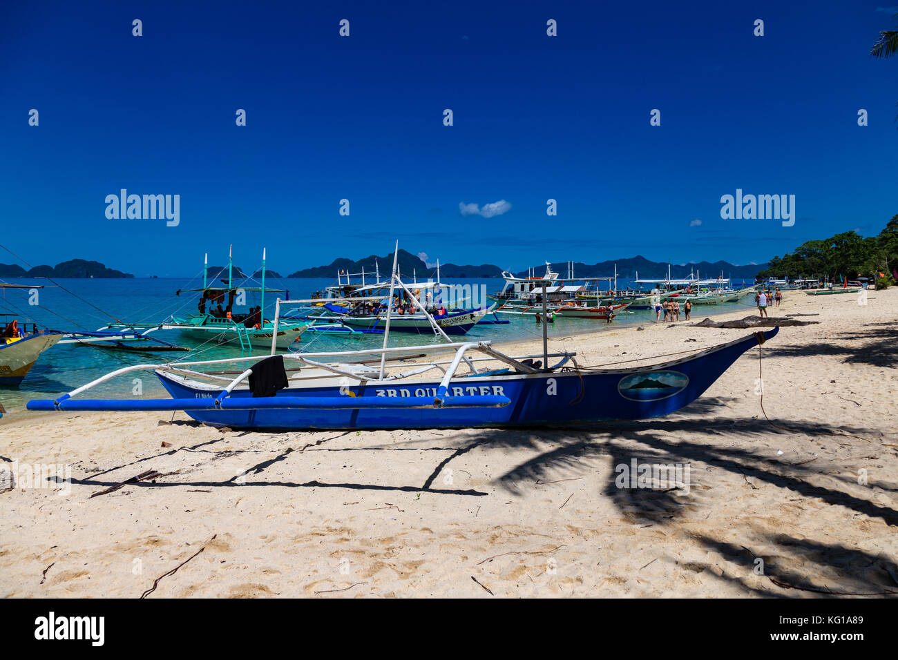 Asia Philippines Palawan El Nido Tour boats on Seven Commando Beach ...