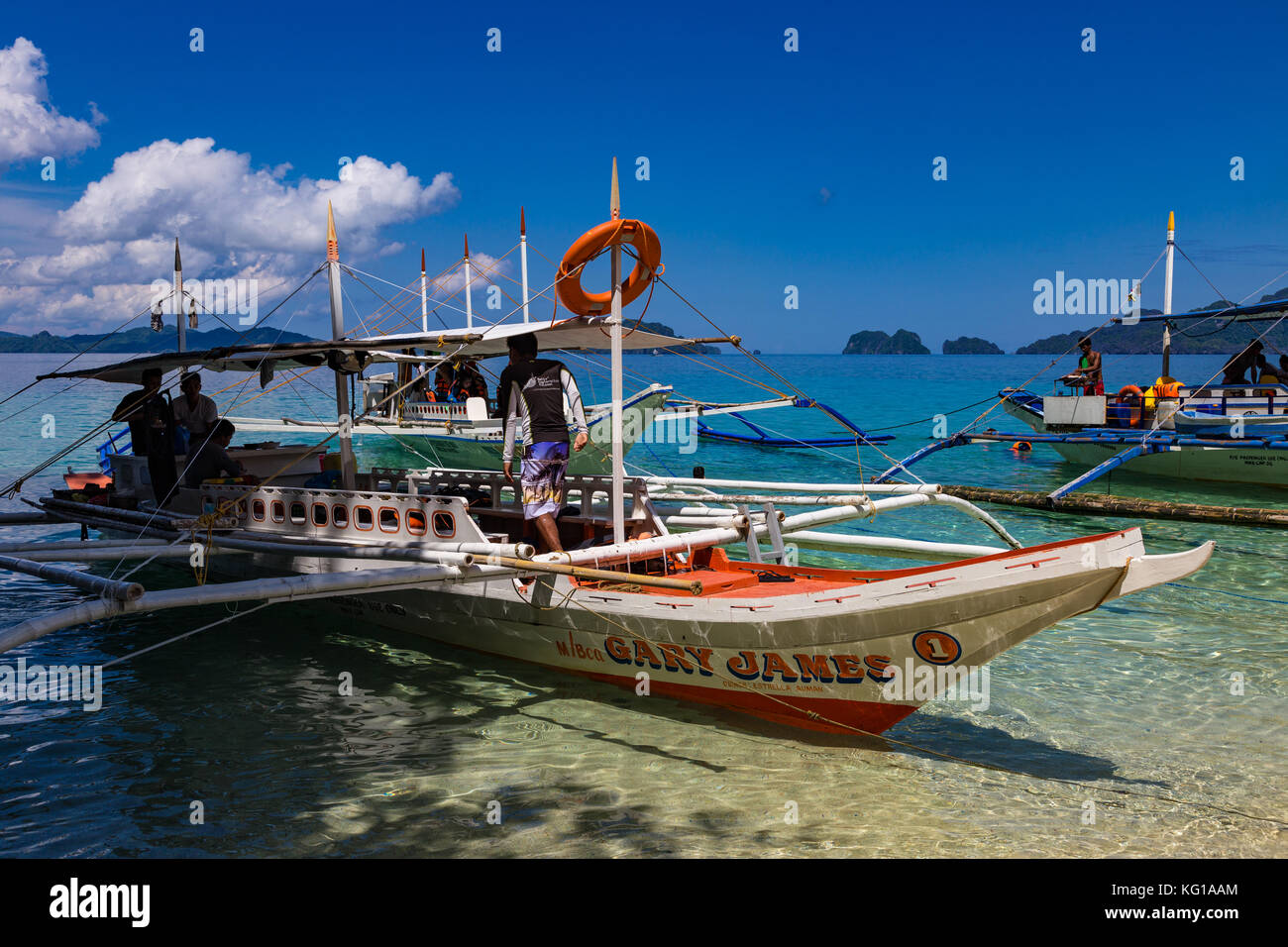Asia Philippines Palawan El Nido Tour boats on Seven Commando Beach ...