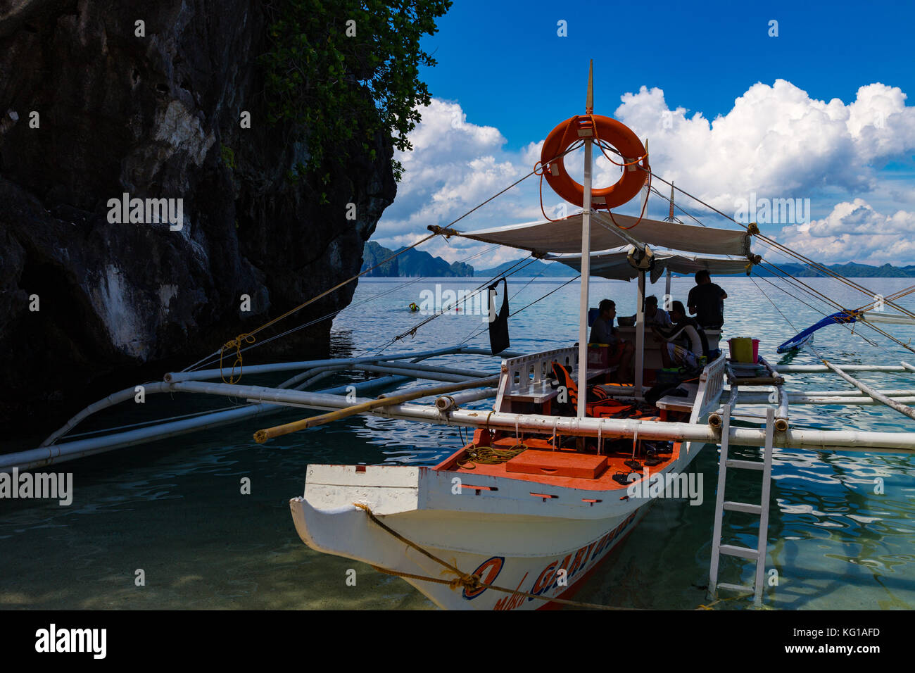 Asia Philippines Palawan El Nido Tour boats on Seven Commando Beach ...