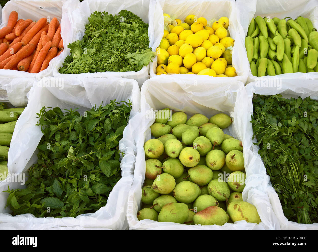 Fresh fruits and vegetable at a market Stock Photo - Alamy