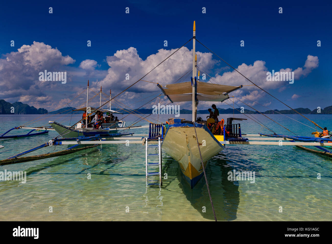 Asia Philippines Palawan El Nido Tour boats on Seven Commando Beach ...
