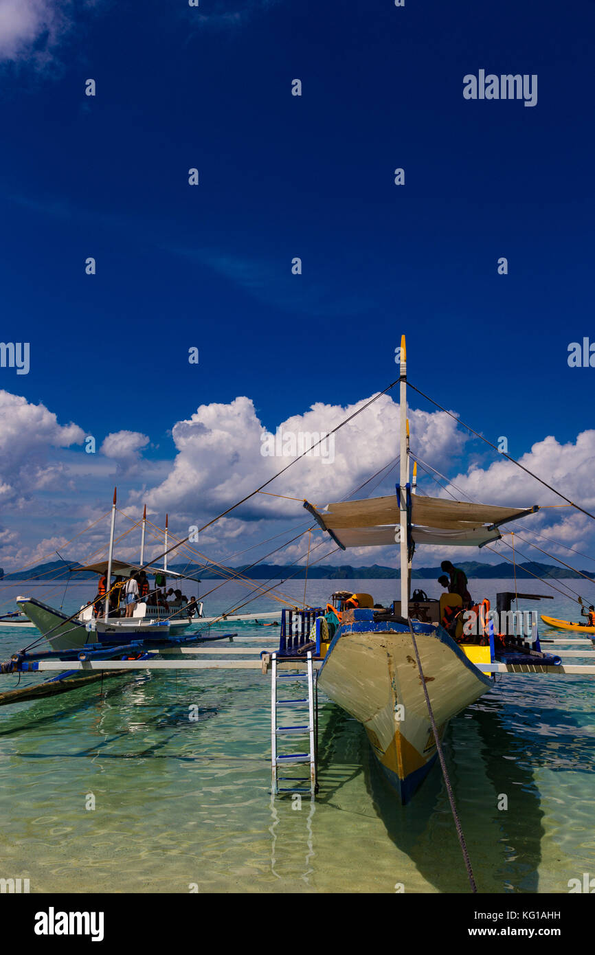 Asia Philippines Palawan El Nido Tour boats on Seven Commando Beach ...